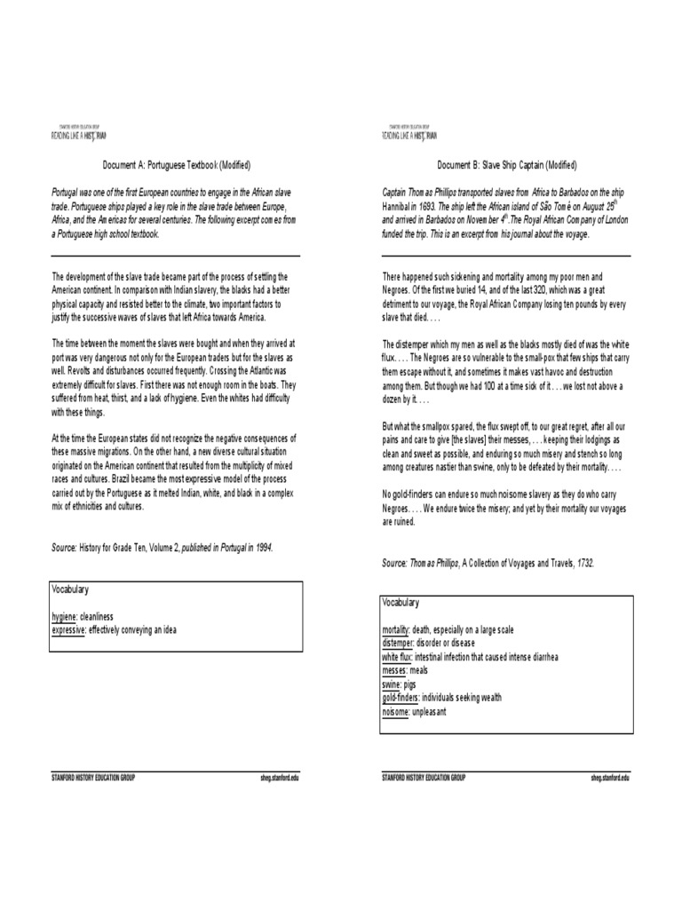 Middle Passage Lesson Plan Ho and Responses | PDF | Slavery | Olaudah ...