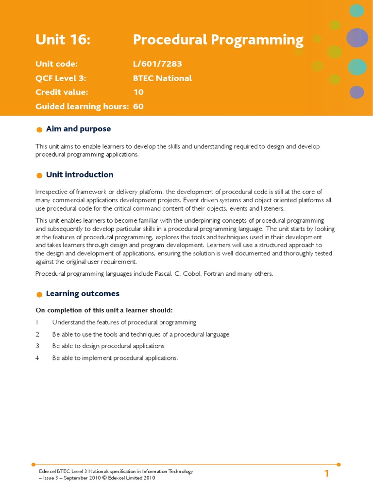 Unit 16 Procedural Programming | PDF | Subroutine | Computer Programming