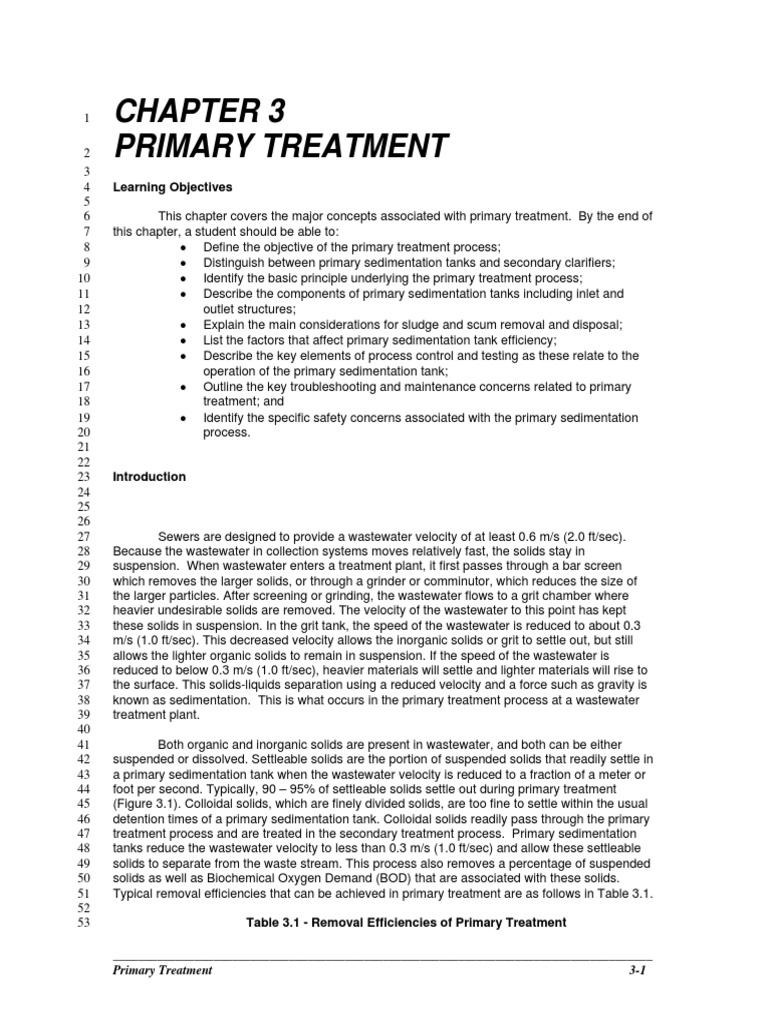 Primary Treatment in Wastewater Management | PDF | Sewage Treatment ...