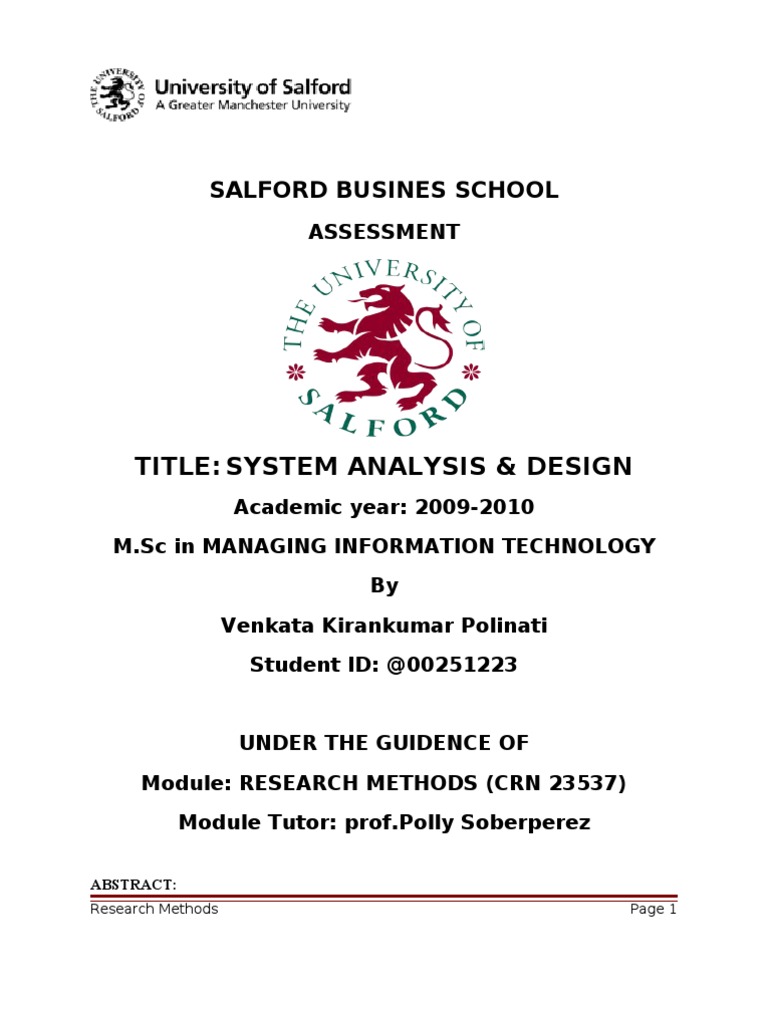 Research Methodology On System Analysis and Design | PDF | Qualitative ...
