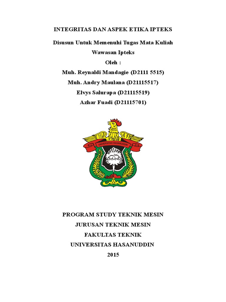Tugas KLP Wawasan Ipteks (Integritas Dan Aspek Etika Ipteks) | PDF | Sains & Matematika