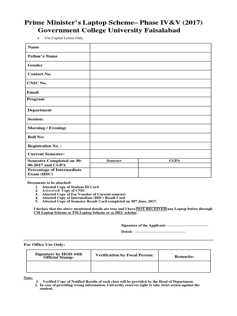 Registration Form - Laptop Scheme | PDF
