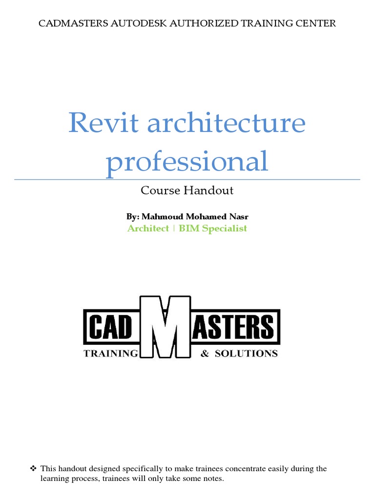 Revit Course Handout | PDF | Stairs | Wall