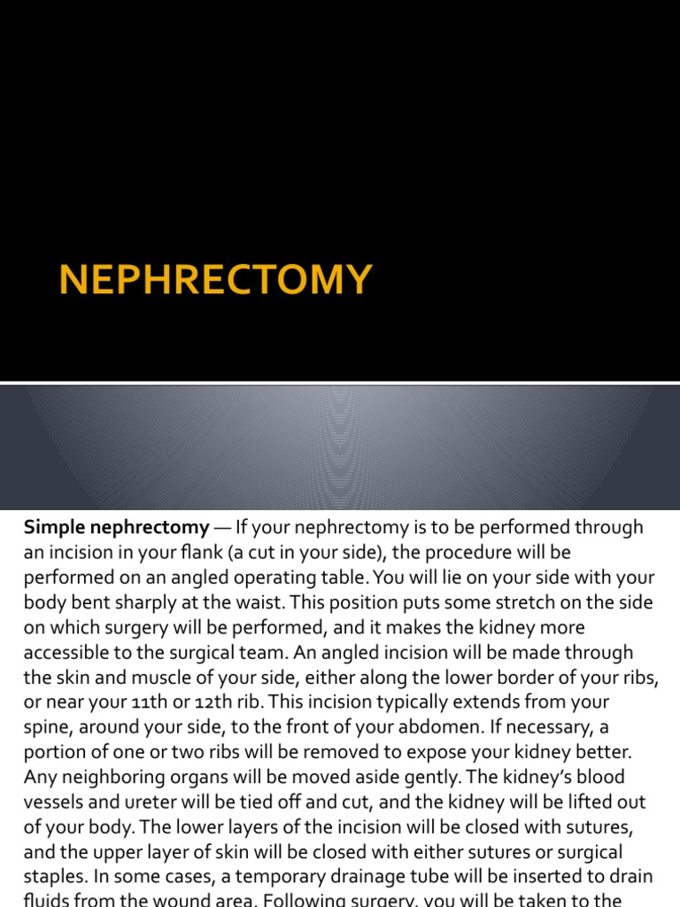Nephrectomy Techniques and Incisions | PDF | Surgery | Kidney