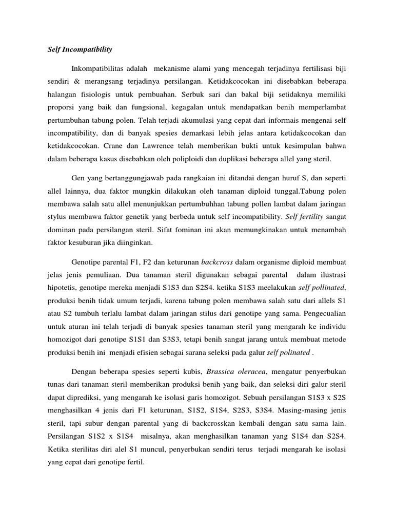 Self Incompatibility | PDF