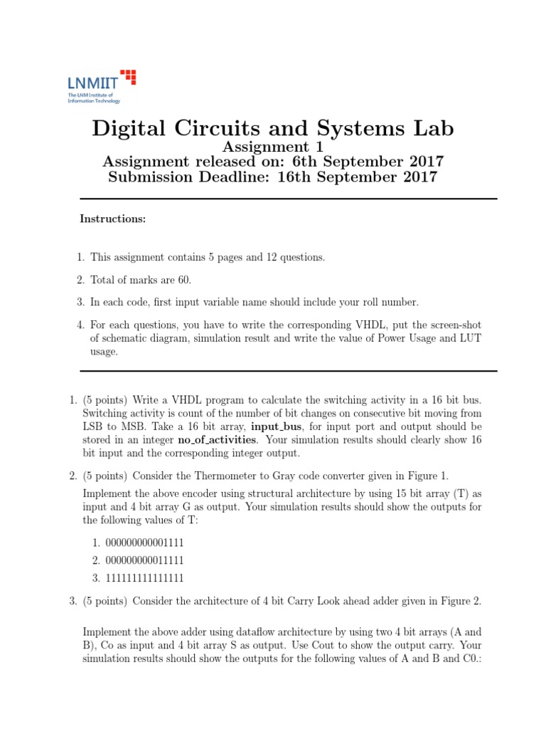 DCS Assignment 1 | PDF | Vhdl | Bit