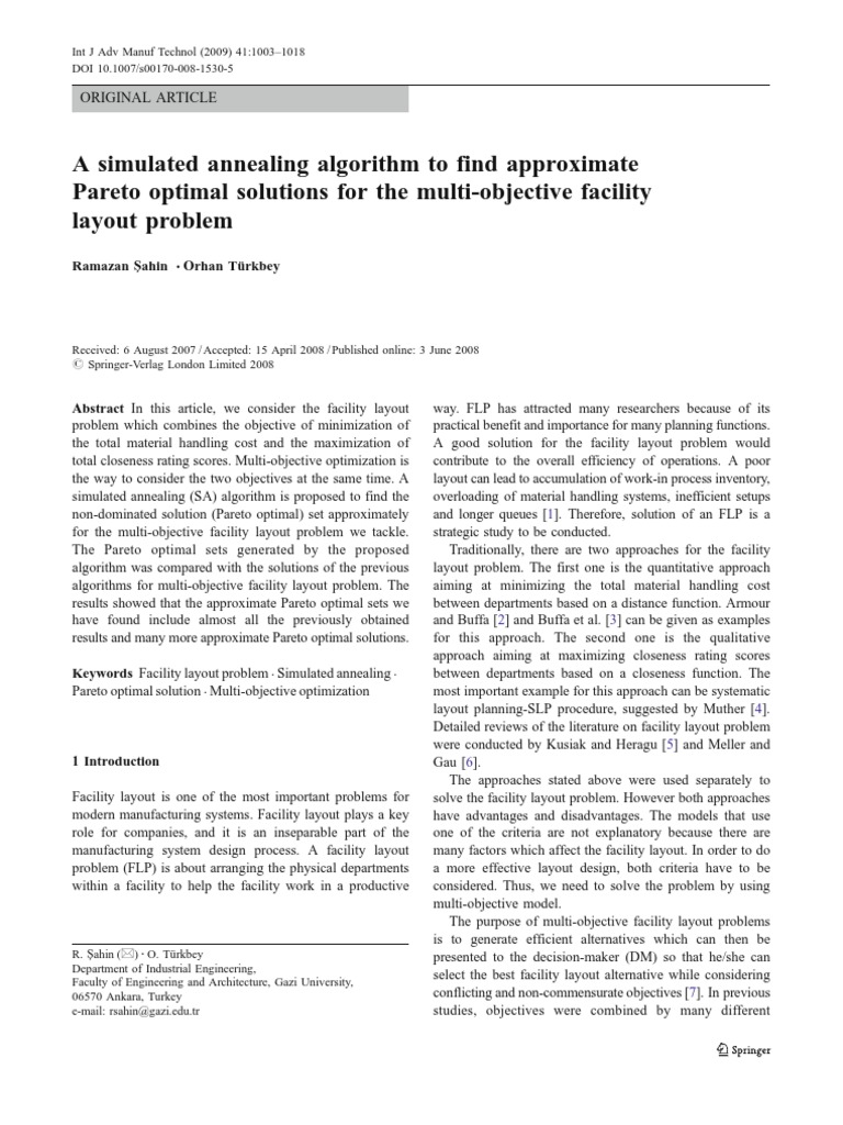 A Simulated Annealing Algorithm To Find Approximate Pareto Optimal Solutions For The Multi ...