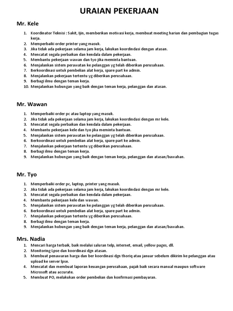 URAIAN PEKERJAAN