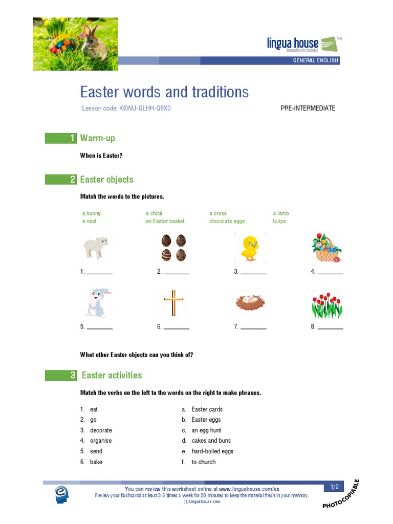 Easter Words and Traditions Guide | PDF | Easter Egg | Easter