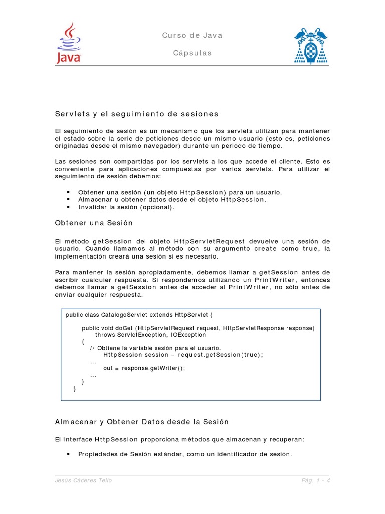 Servlets y El Seguimiento de Sesiones | PDF | Cookie HTTP | Servlet Java