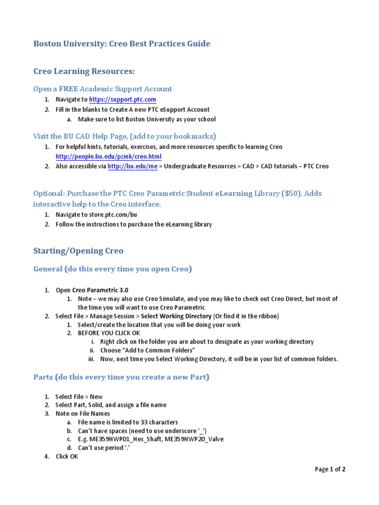 Creo Best Practices Guide PDF | PDF | Educational Technology ...