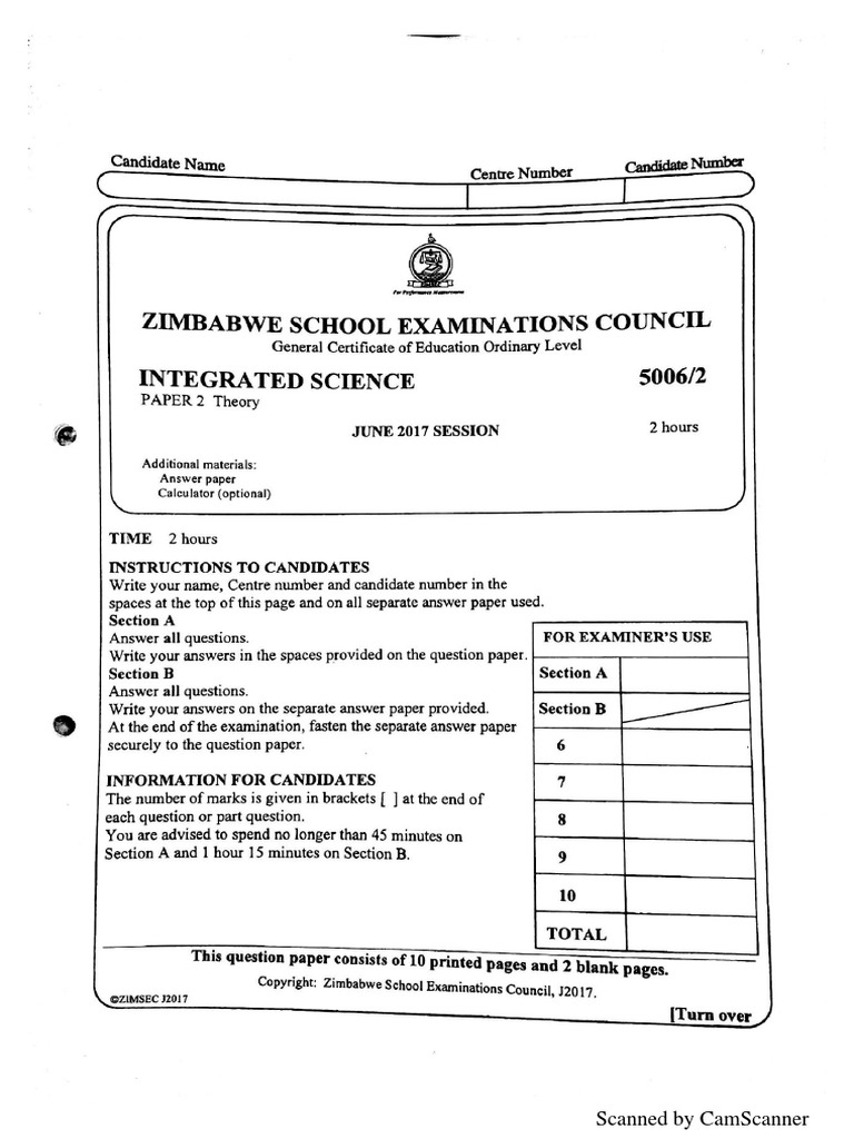 2017 June Paper 2 Integrated science