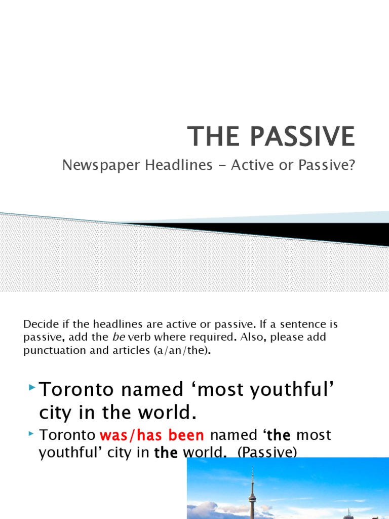 Active vs. Passive Newspaper Headlines | PDF