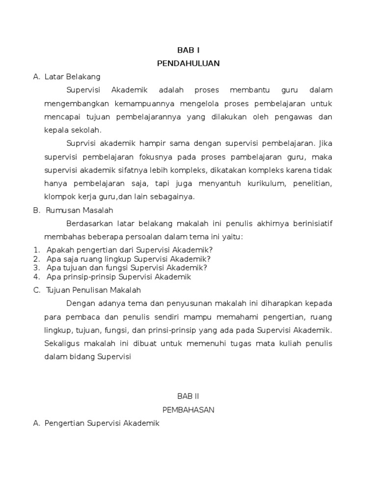Contoh Makalah Supervisi Akademik | PDF