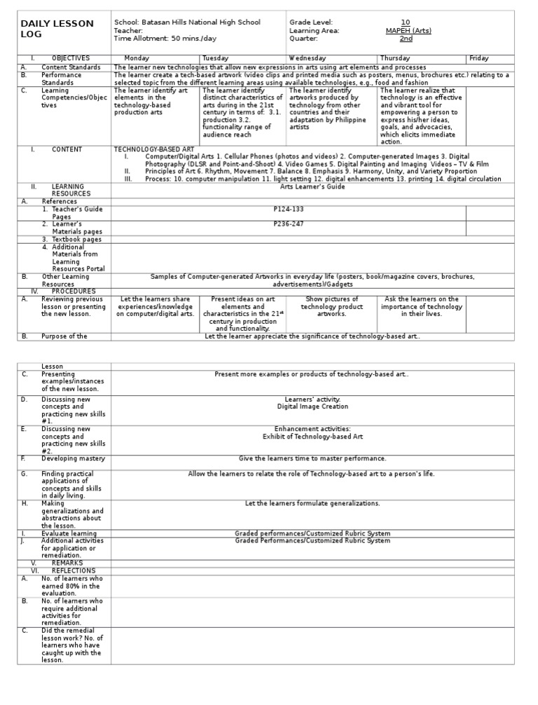 Technology Empowering Expression: A Daily Lesson Plan on Technology ...