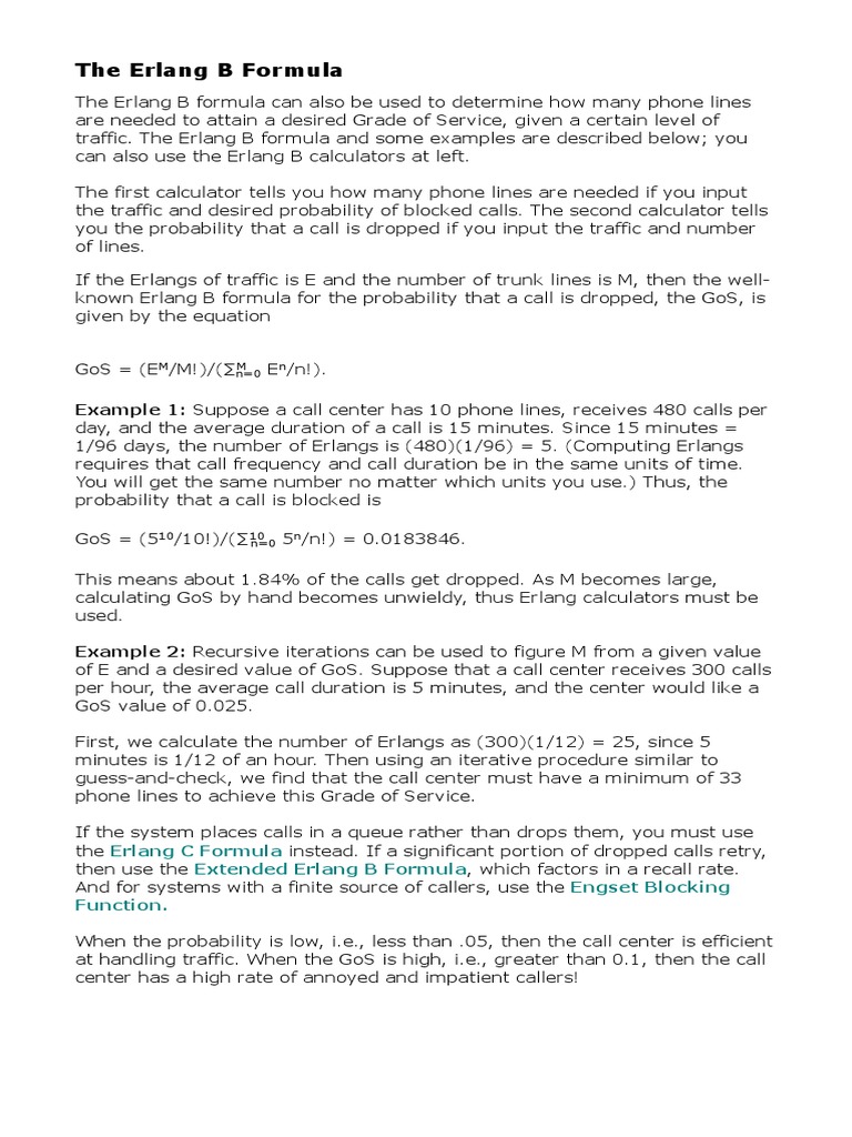 The Erlang B Formula