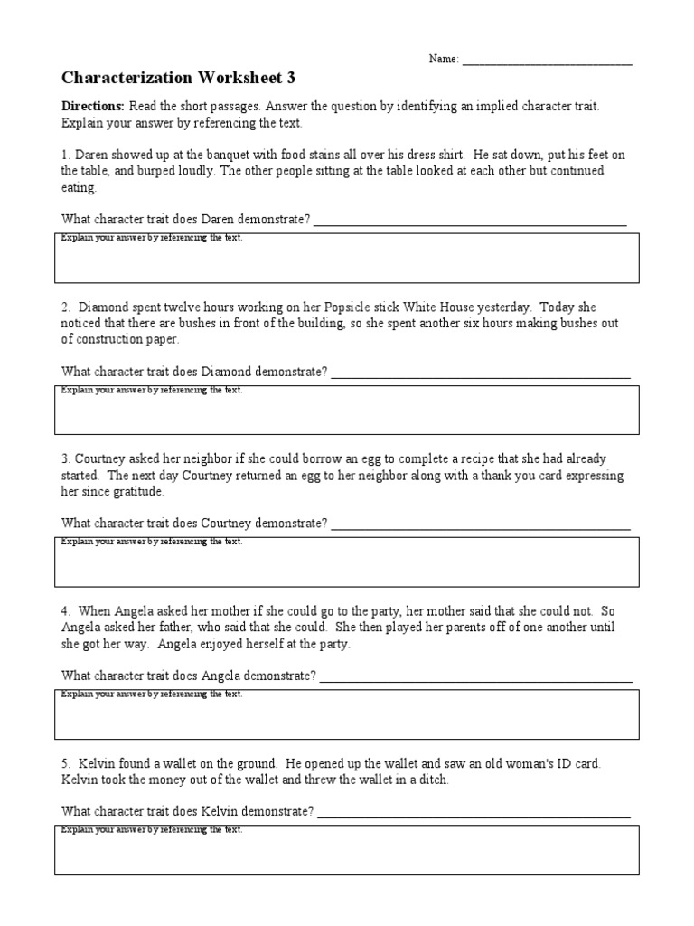 Characterization-Worksheet-3 1 | PDF