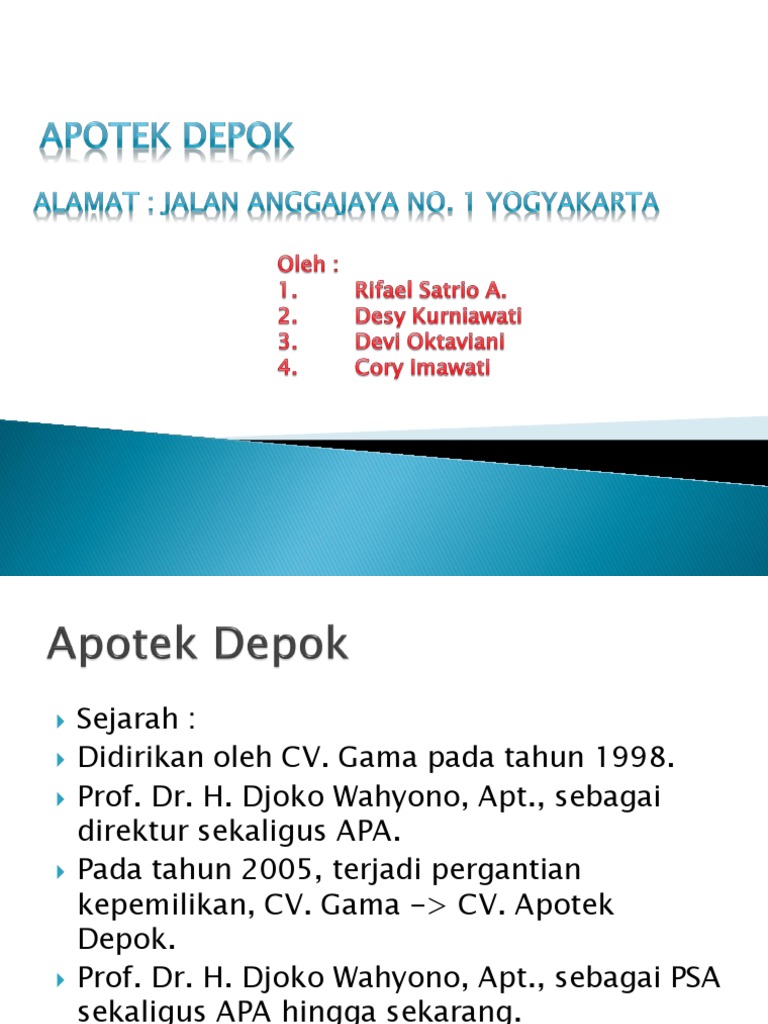 MANAJEMEN APOTEK CV. APOTEK DEPOK | PDF