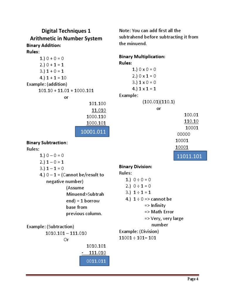 Digital Techniques Handout 4 - Rev | PDF | Subtraction | Theory Of Computation