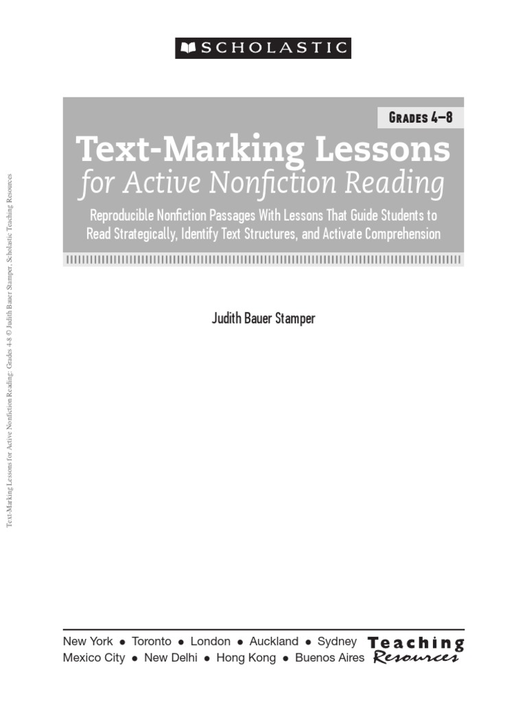 Text Marking Lessons PDF | PDF | Reading Comprehension | Cognition