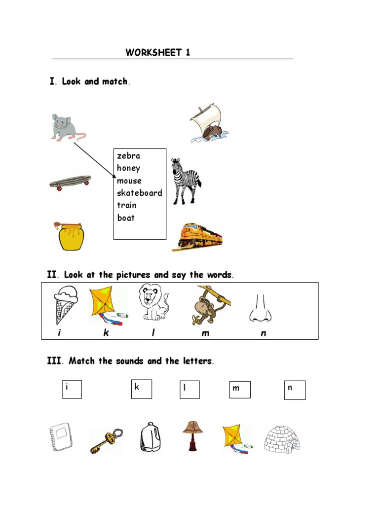Worksheet 1 I. Look and Match.: I K L M N | Download Free PDF | Leisure