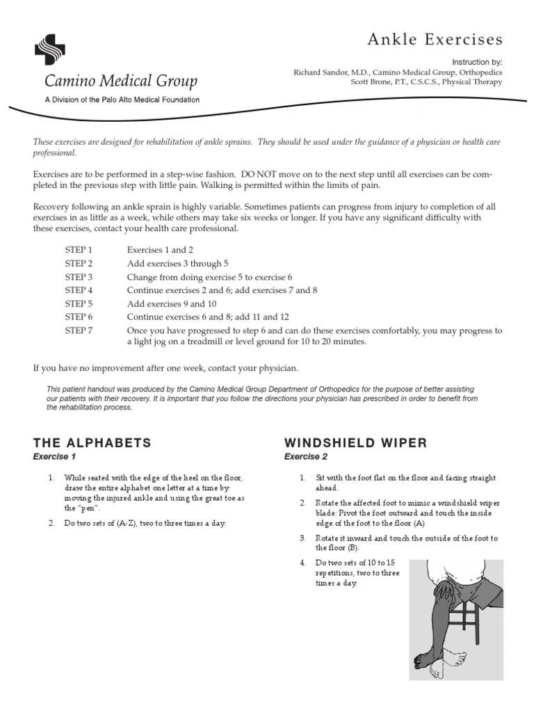 Ankle Exercises: The Alphabets Windshield Wiper | PDF | Foot ...