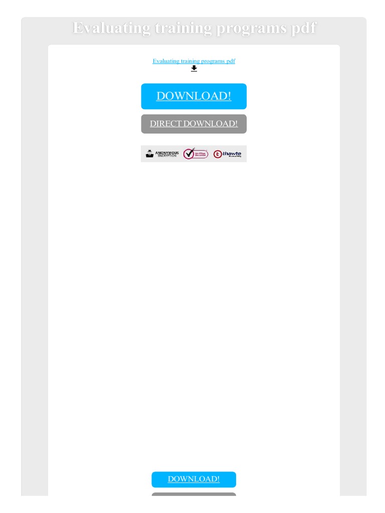 Evaluating Training Programs PDF | PDF | Program Evaluation | Evaluation
