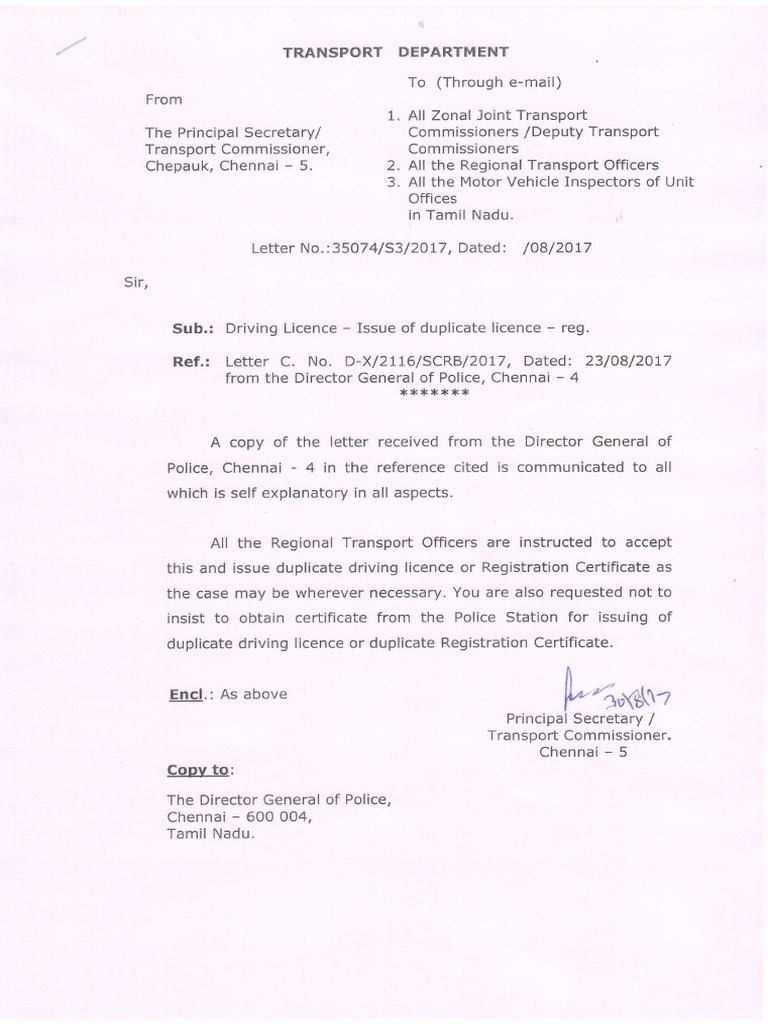 Duplicate Driving Licence Procedure | PDF | Document | Identity Document
