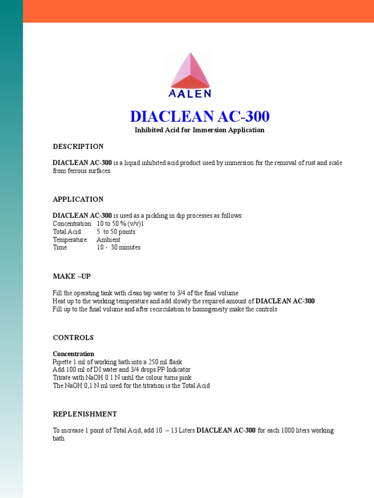 Diaclean Ac 300 | PDF | Sodium Hydroxide | Titration