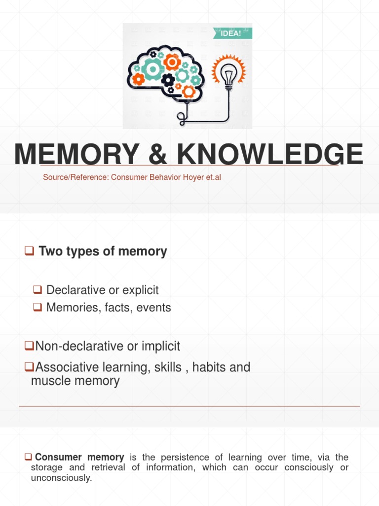 Memory & Knowledge: Source/Reference: Consumer Behavior Hoyer Et - Al ...