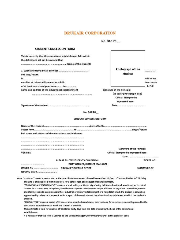 Student Concession Form | PDF | Further Education