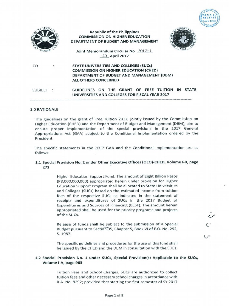 Ched-dbm Joint Memorandum Circular No. 2017-1 (1) | Mindanao | Higher ...