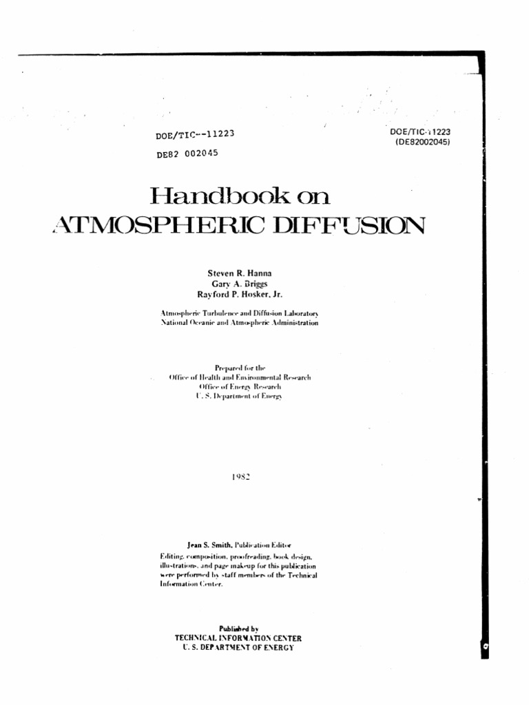 Handbook On Atmospheric Diffusion | PDF | Science & Mathematics