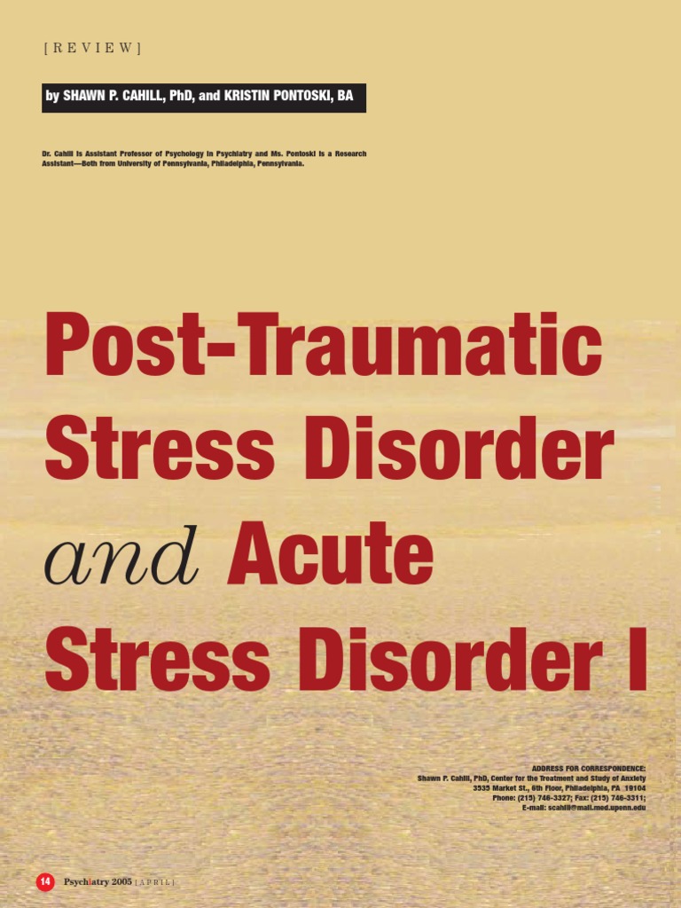Post-Traumatic Stress Disorder Acute Stress Disorder I: by Shawn P ...