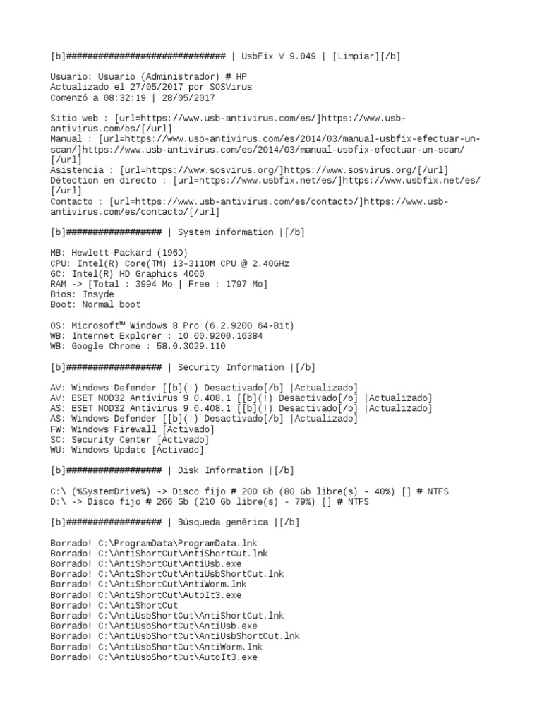 UsbFix Report | PDF | Windows Registry | Computer Related Introductions