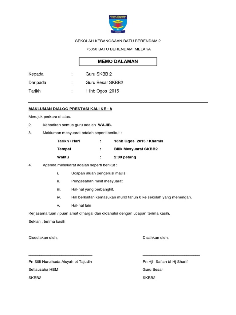 Panggilan Minit Dialog Prestasi | PDF