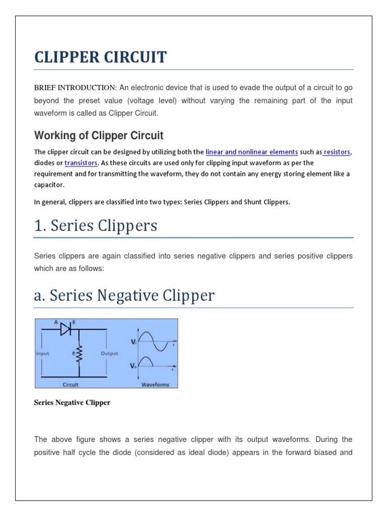Clipper Circuit | PDF | Electromagnetism | Electronic Engineering