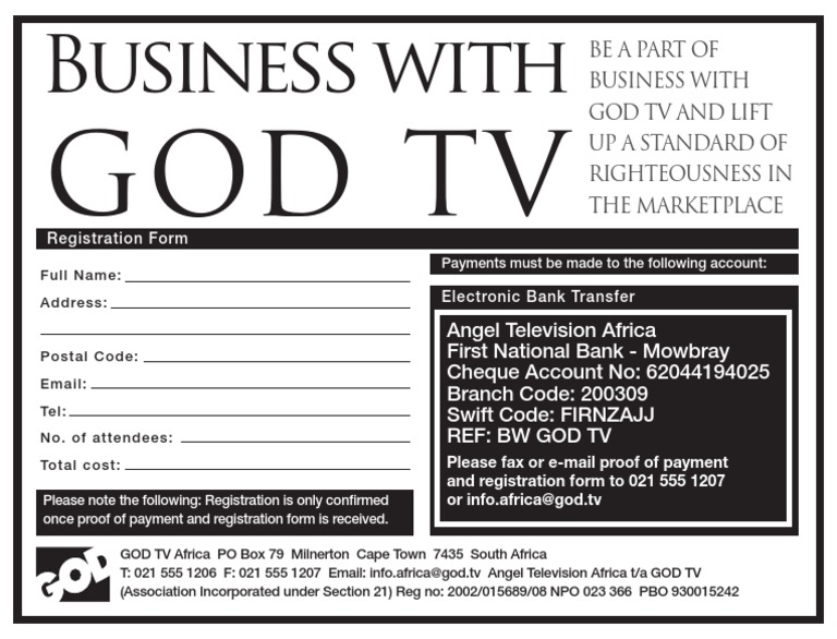 GOD TV Africa Registration Form | PDF