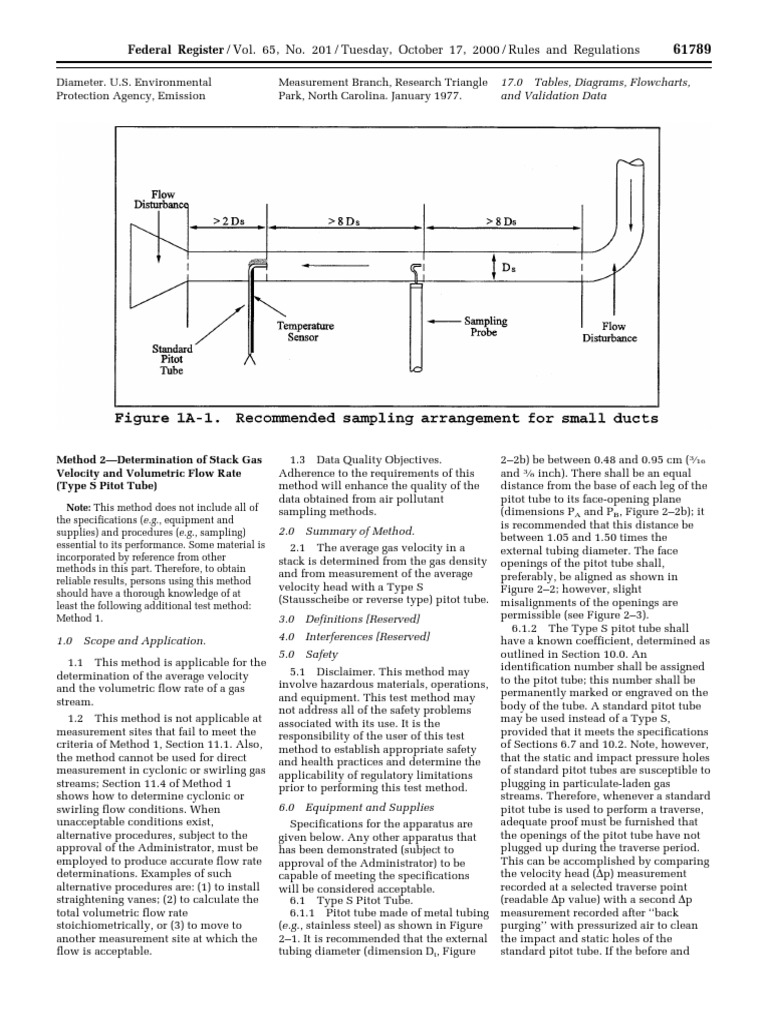 Type S Pitot Tube Measurement Method | PDF | Pressure Measurement ...