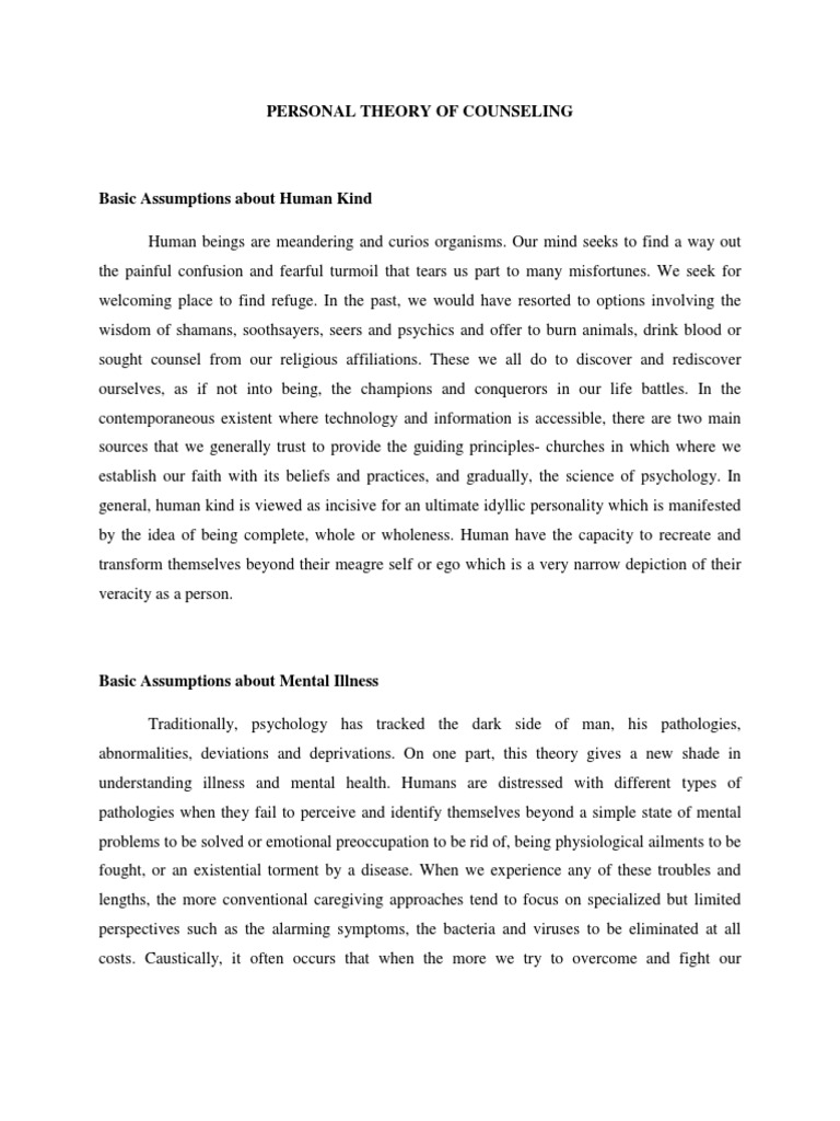 Personal Theory of Counselling | PDF | Psychotherapy | Spirituality