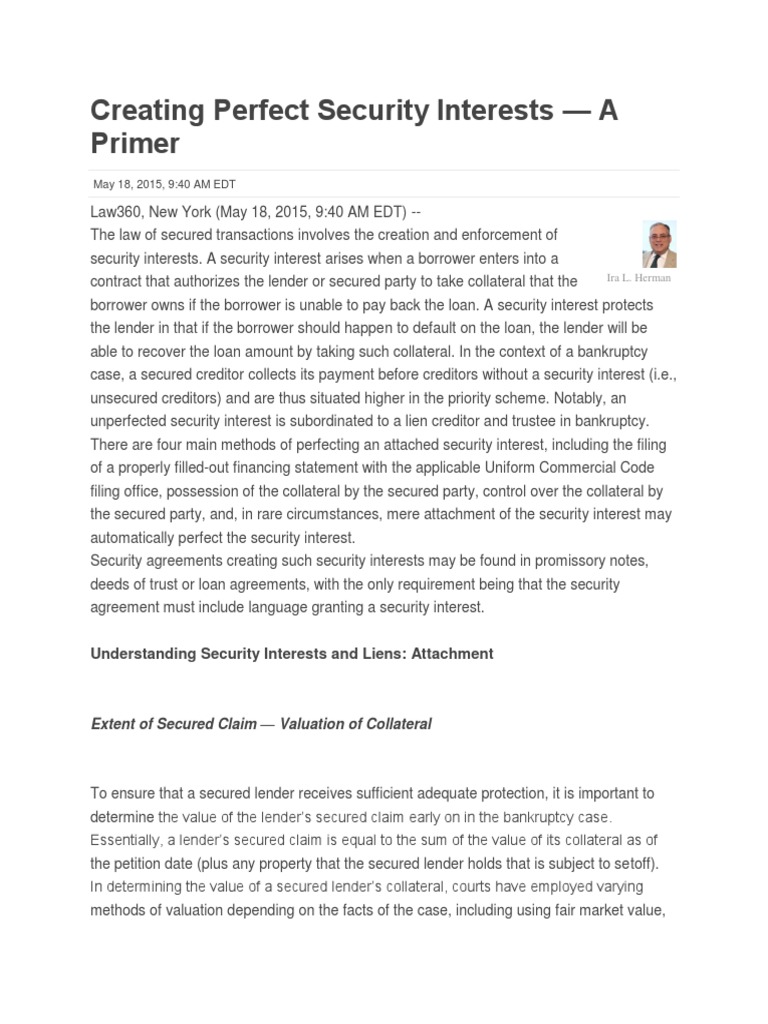 Creating Perfect Security Interests A Premir | PDF | Security Interest ...
