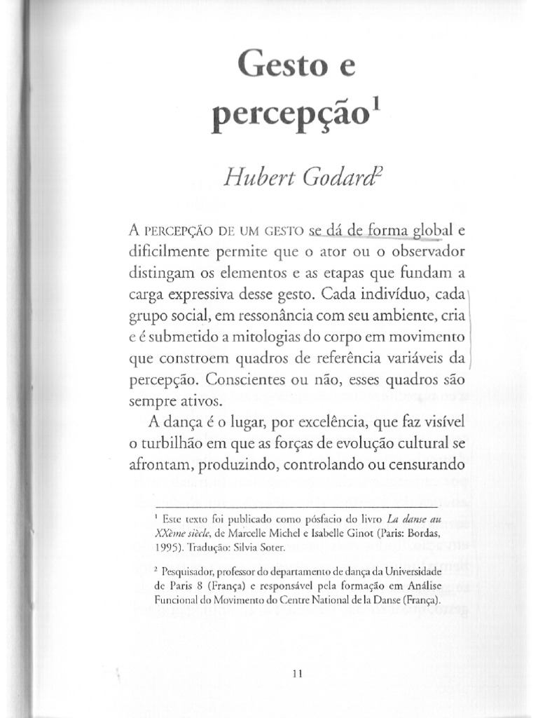 Hubert Godard-Gesto e Percepção PDF | PDF