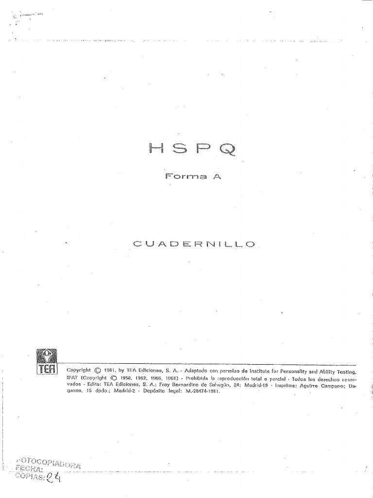 HSPQ Cuadernillo PDF | PDF