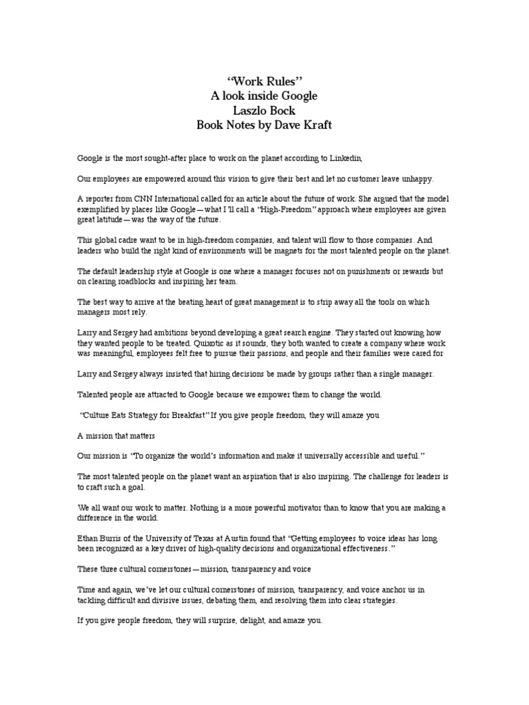 Work Rules PDF | PDF | Google | Leadership