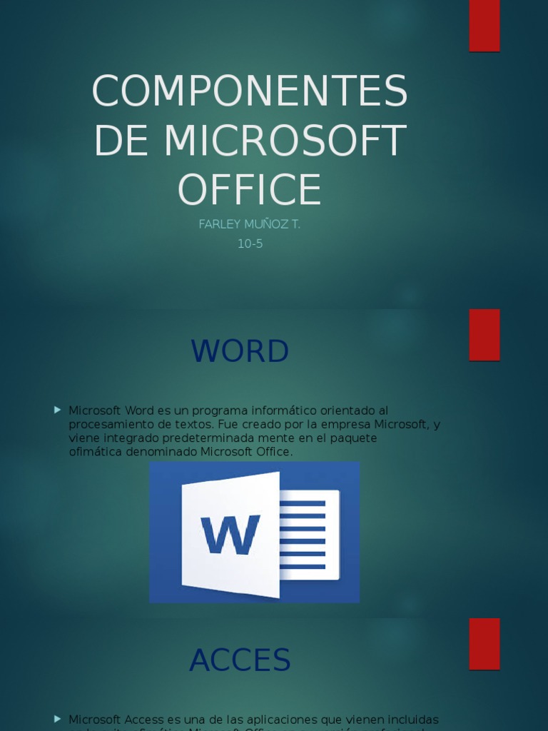 Componentes de Microsoft Office | PDF | Microsoft | Microsoft Office