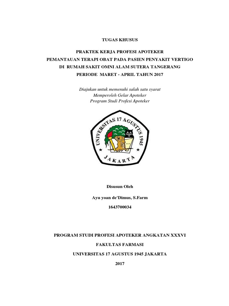 Pemantauan Terapi Vertigo di RS Omni | PDF | Pengembangan Diri ...
