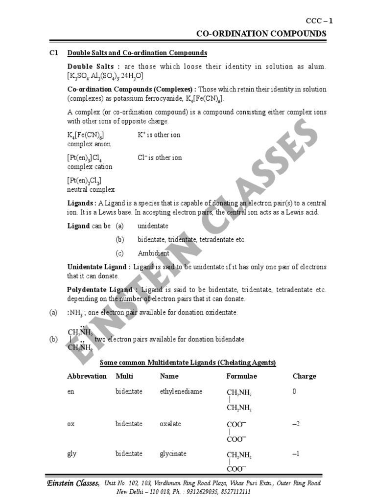 Coordination Co | PDF | Coordination Complex | Ligand