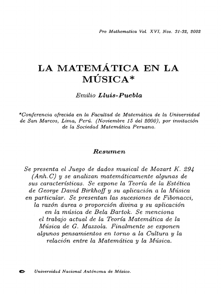 La Matematica en La Musica | PDF | Acorde (Música) | Estética