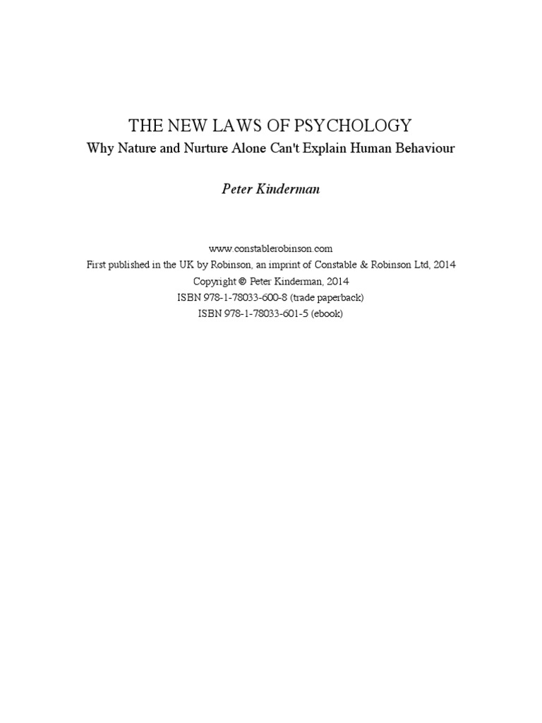 INTRODUCTION THE NEW LAWS OF PSYCHOLOGY Extract PDF | PDF | Psychosis ...