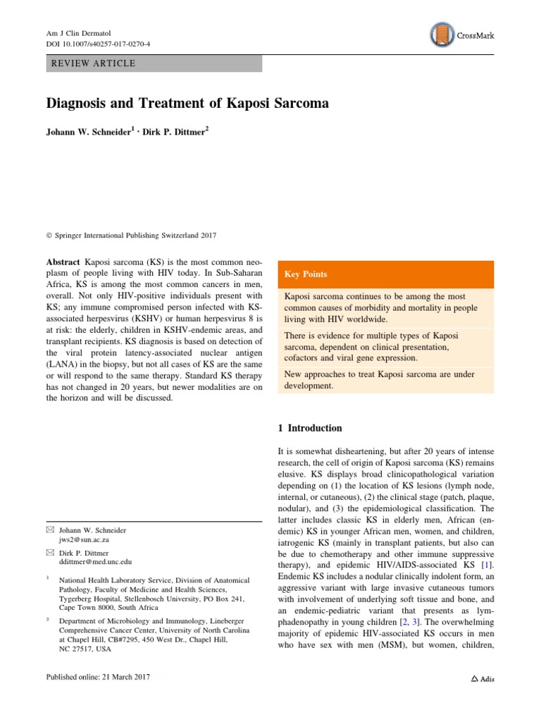 Diagnosis and Treatment of Kaposi Sarcoma | PDF | Hiv/Aids | Virus